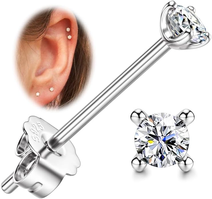 Amazon.com: LONG POST Ear Piercing Earrings Gold 4mm Round Ball Studs ...