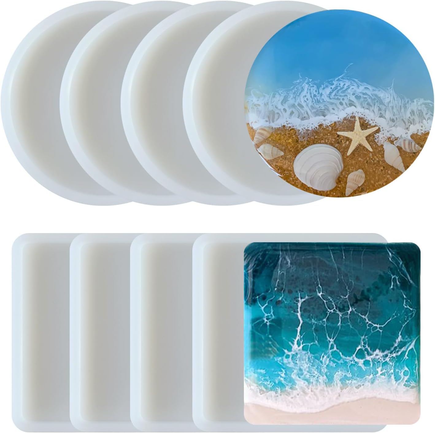 Amazon.com: Midnadiy 8 Pcs Thickened Resin Coaster Molds - Large Round ...