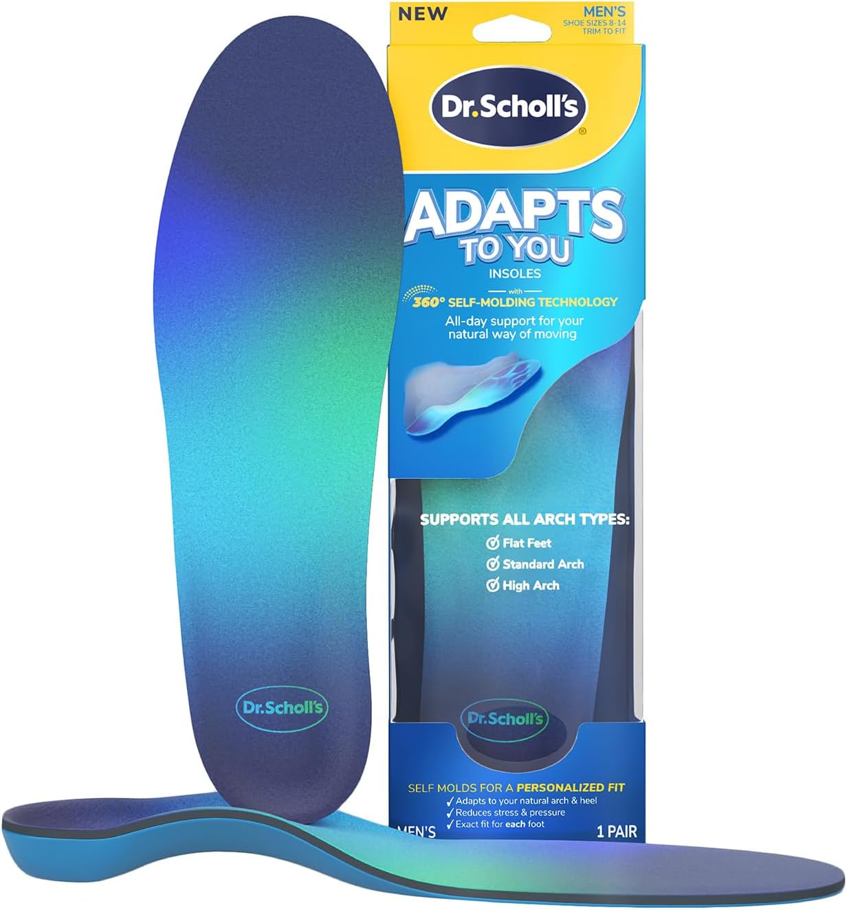Amazon.com: Dr. Scholl’s Adapts to You Insoles for Men, with Self ...