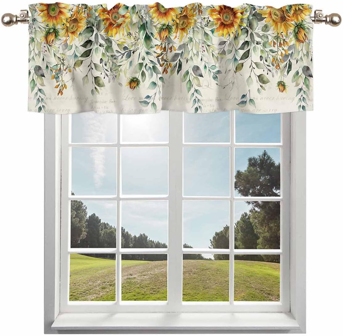 Amazon.com: Sunflower Valances Curtains for Window, Sage Green ...