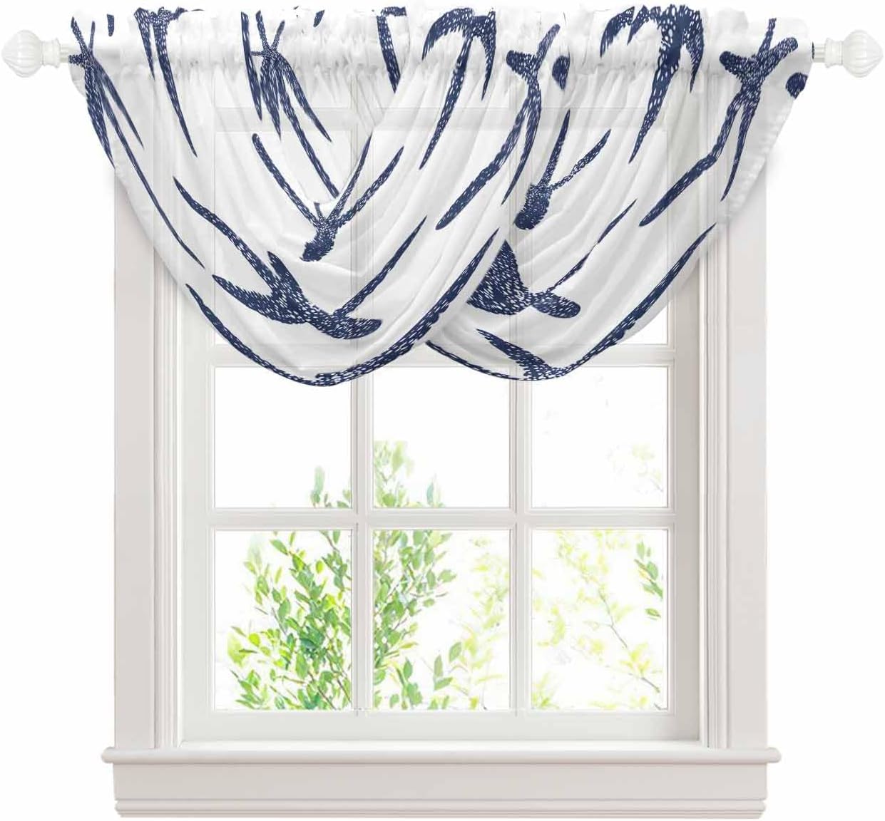 Amazon.com: Jrskoticrtt Waterfall Valance Curtains Navy Blue Starfish ...