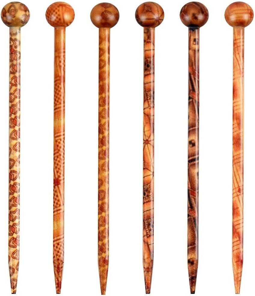 Amazon.com : H H&J HUAJIAN Boho Vintage Wood Hair Styling Pins, 6 Pack ...