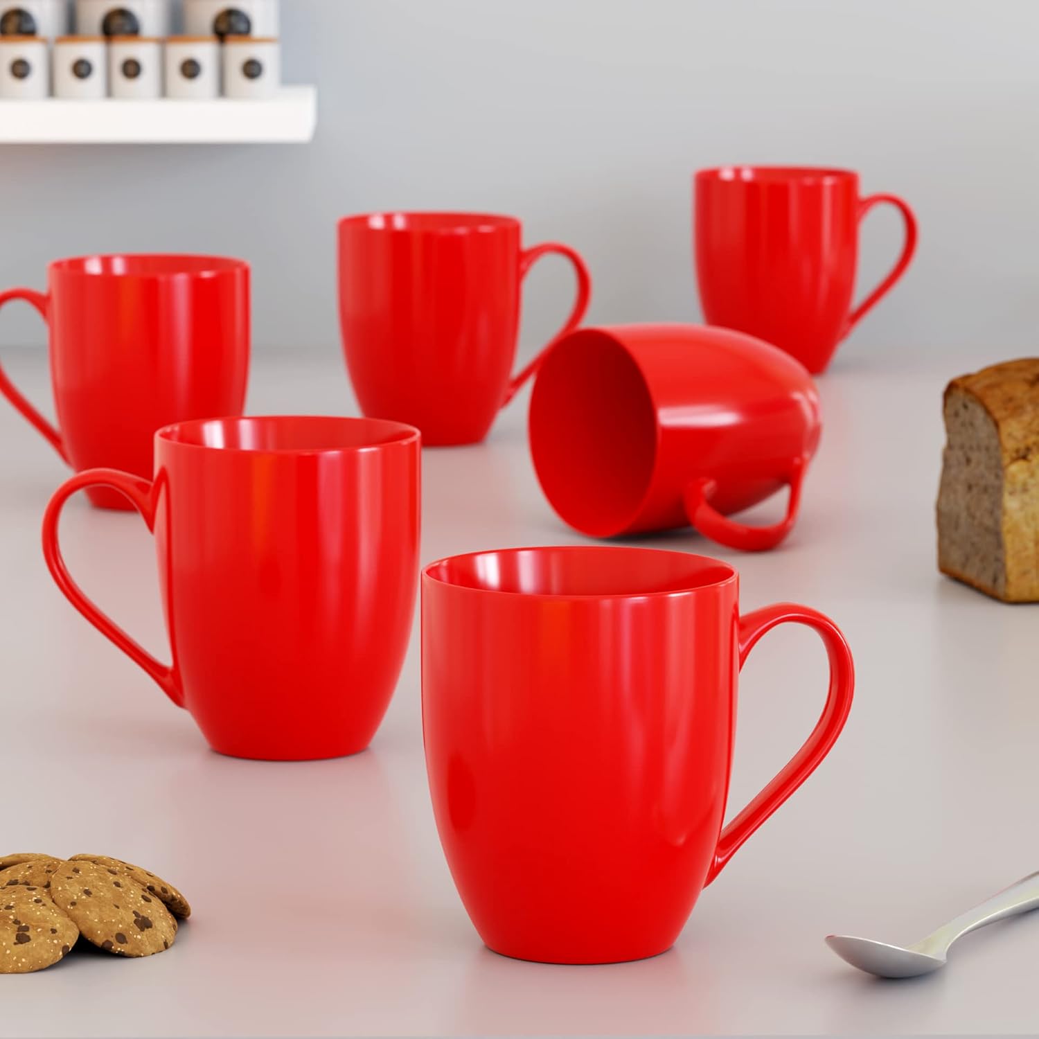 The Earth Store Solid Red Ceramic Coffee Mugs,Set of 6 Tea Mugs, Milk ...