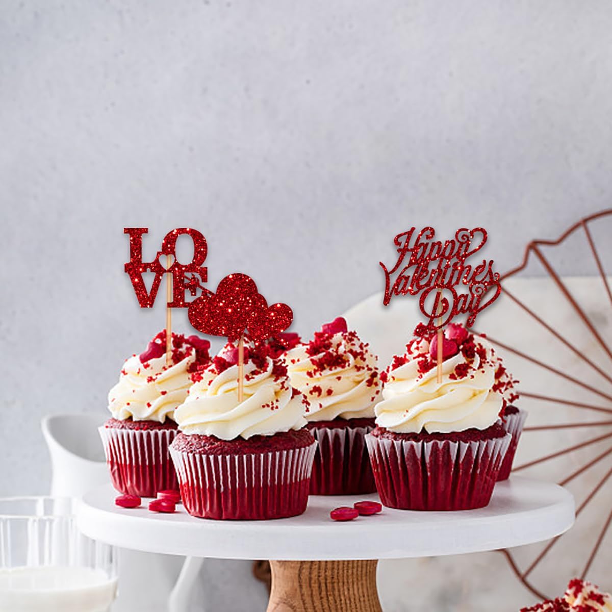 SAMOKA Decoración para cupcakes de feliz día de San Valentín, 24 piezas ...
