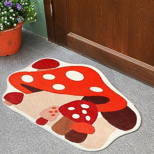 Amazon.com: Timgle Cute Non Slip Red Mushroom and Frog Bath Rug 23.6 ...