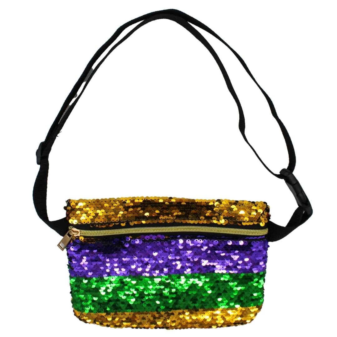 Amazon.com | Purple, Green and Gold Stripe Sequin Fanny Pack (Each ...