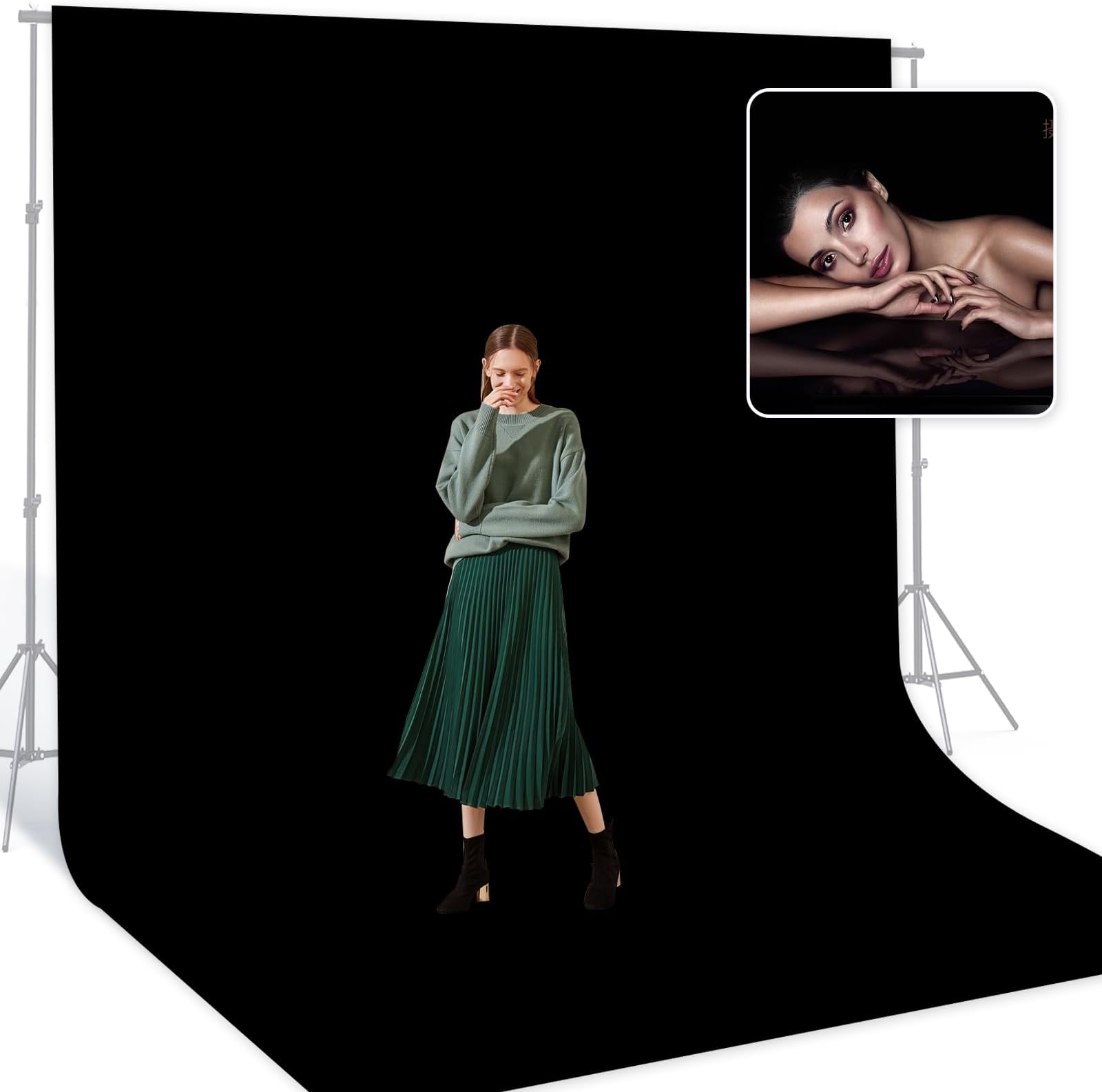 Amazon.com : Black Velvet Photography Backdrop,Light Absorbing Non ...