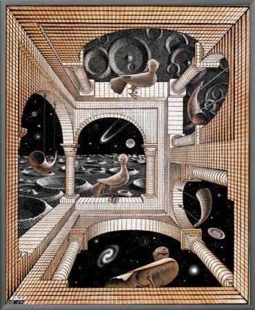 Amazon.com: Another World Framed Canvas Poster Print by M. C. Escher ...