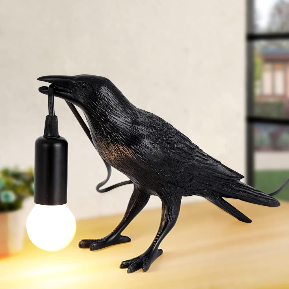 Raven Table Lamps Adjustable Brightness with Plug，Unique Crow Decor ...