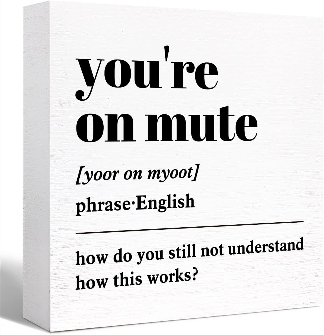 Amazon.com: Funny Office Wood Box Sign You're On Mute Definition Wooden ...