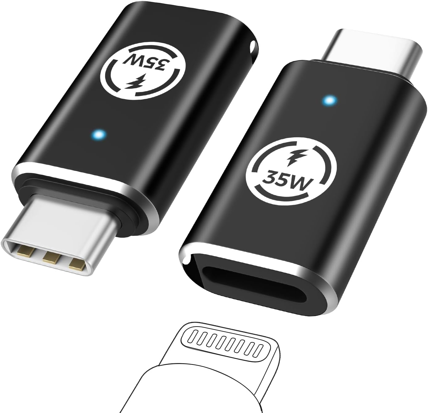 Amazon.com: MoKo Lightning Female to USB C Male Adapter 2 Pack ...
