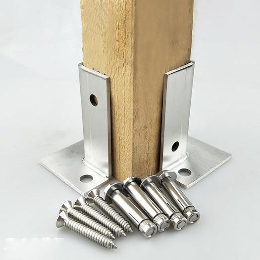 Amazon.com: Adjustable Post Base for Concrete, 2 4 Pcs Wood Fence ...