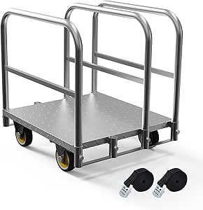 Amazon.com: Panel Cart, Heavy Duty Flatbed Cart with 5In Swivel Caster ...