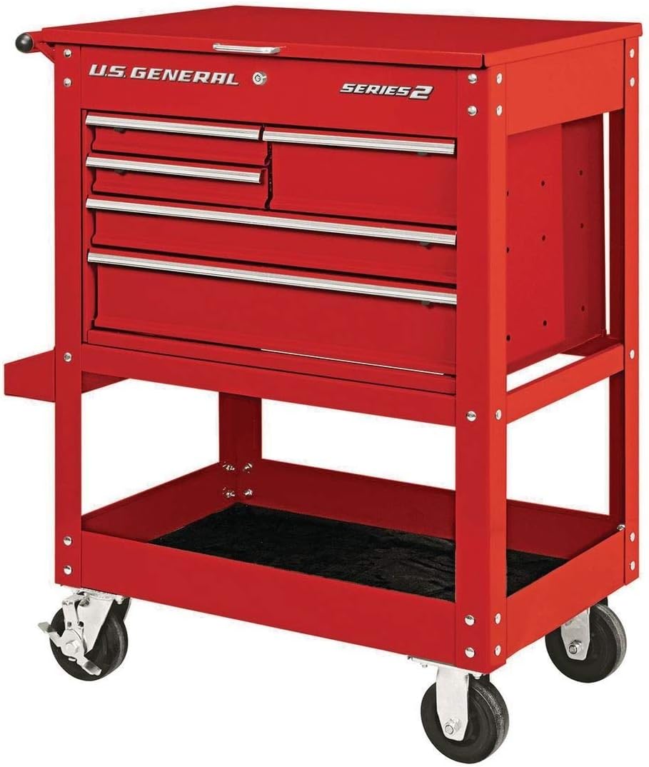 704 Lb. Capacity 30 Inch Glossy Red Tool Cart with 5 Drawers in Nepal ...