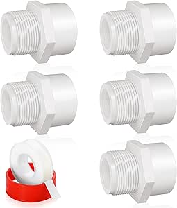 Amazon.com: Boltigen 5Pcs White PVC Pipe Fittings, 1-1/4inch NPT Male ...