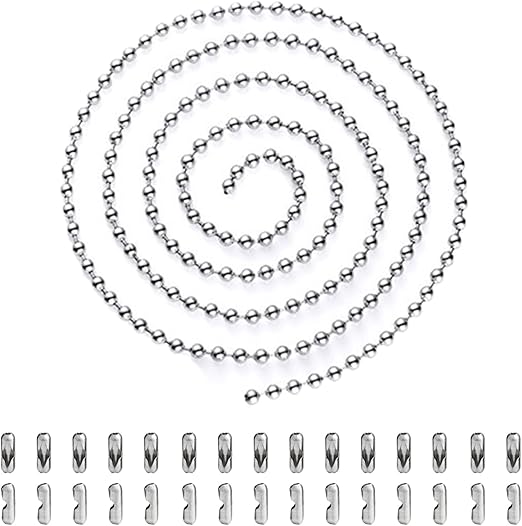 TRKETK 5 Meter Ball Bead Chain, Silver Stainless Steel Beaded Chain ...