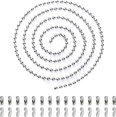 TRKETK 5 Meter Ball Bead Chain, Silver Stainless Steel Beaded Chain ...