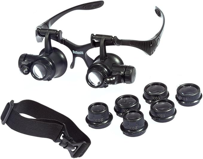Amazon.com: Beileshi Glasses Magnifier 10x 15x 20x 25x LED Illumination ...