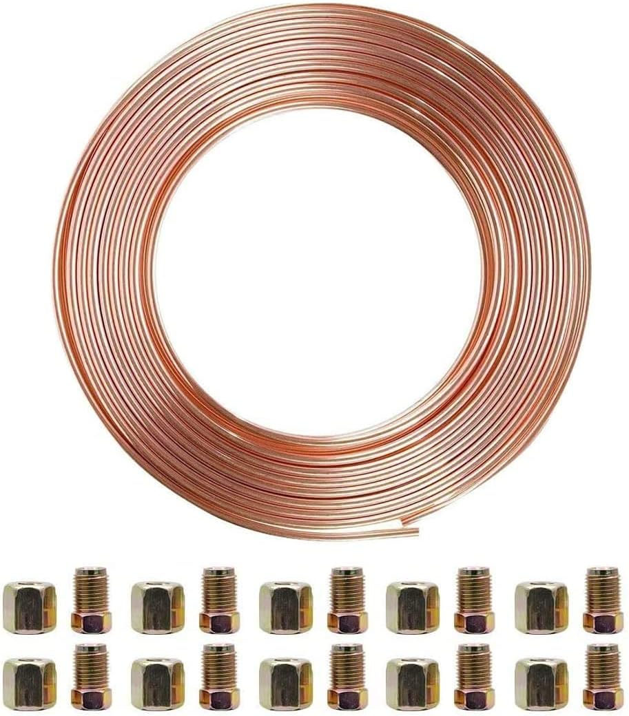 32.8Ft 3/16 Brake Line Kit, Copper Coated Brake Line Tubing Kit, Brake ...