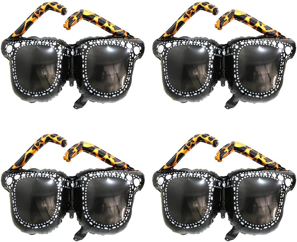 Amazon.com: Deermon Cool Jumbo 4 Pack Black Shiny Sunglasses Balloons ...
