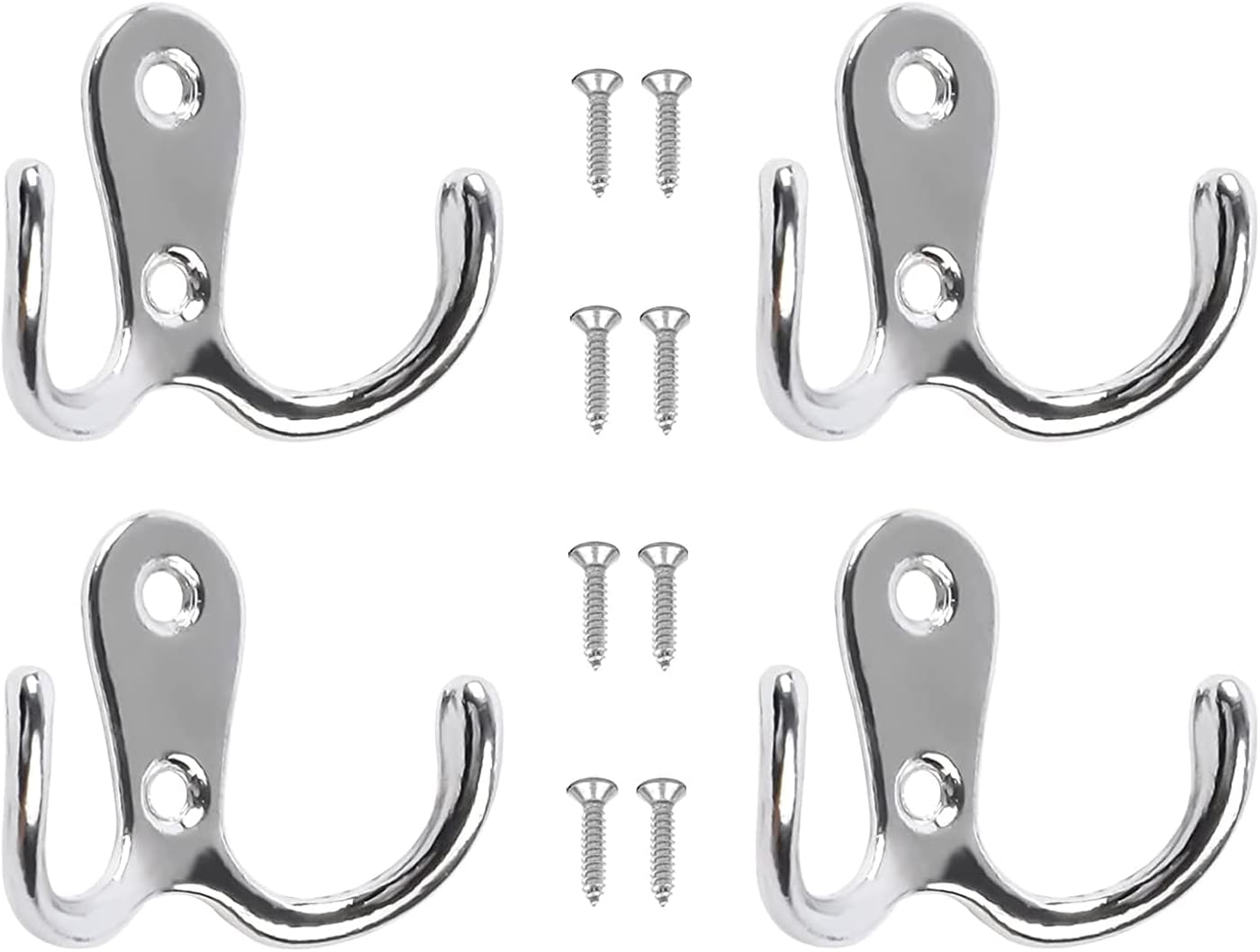 Amazon.com: Lansonee 4 Pcs Double Prong Robe Hooks, Dual Coat Hooks ...