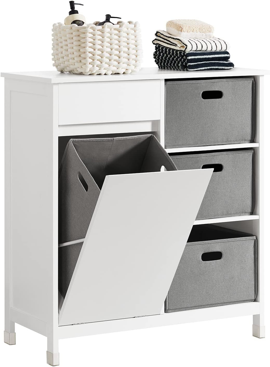 SoBuy BZR77-W Mueble para Ropa Sucia Armario Multifuncional para Baño ...