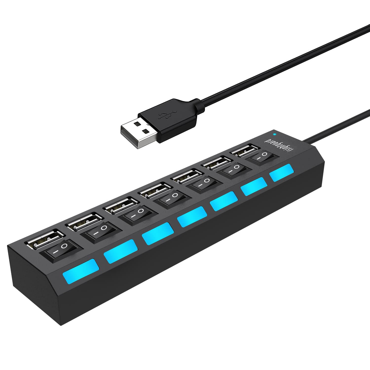 isightguard USB Hub, 7-Port USB 2.0 Hub With Individual LED Lit Power ...