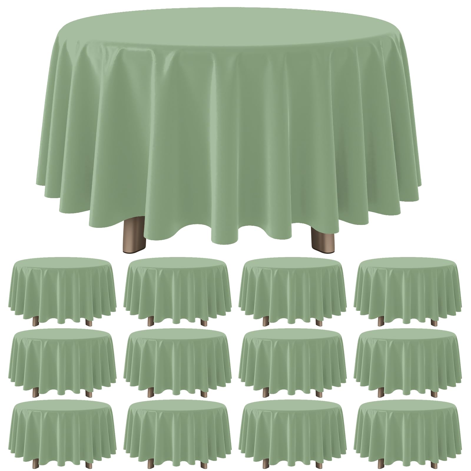 Amazon.com: YIDAKO 12 Pack Sage Green Plastic Tablecloths Round Light ...