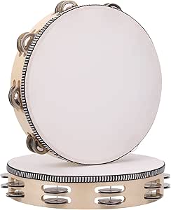 Amazon.com: 2Pack 10 Inch Double Row Tambourine for Adults Wooden Hand ...