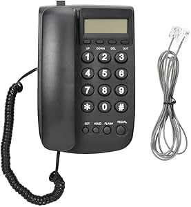 Amazon.com: Corded Phone, Wall Mount Desktop Landline Telephone, Business Telephone No Caller ID ...