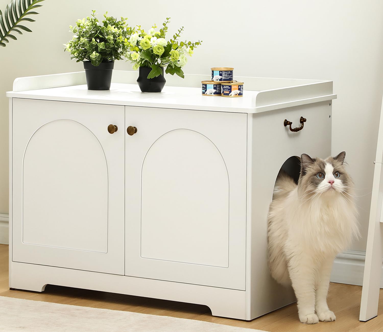 Hzuaneri Cat Litter Box Enclosure with Handles, Hidden Litter Box ...