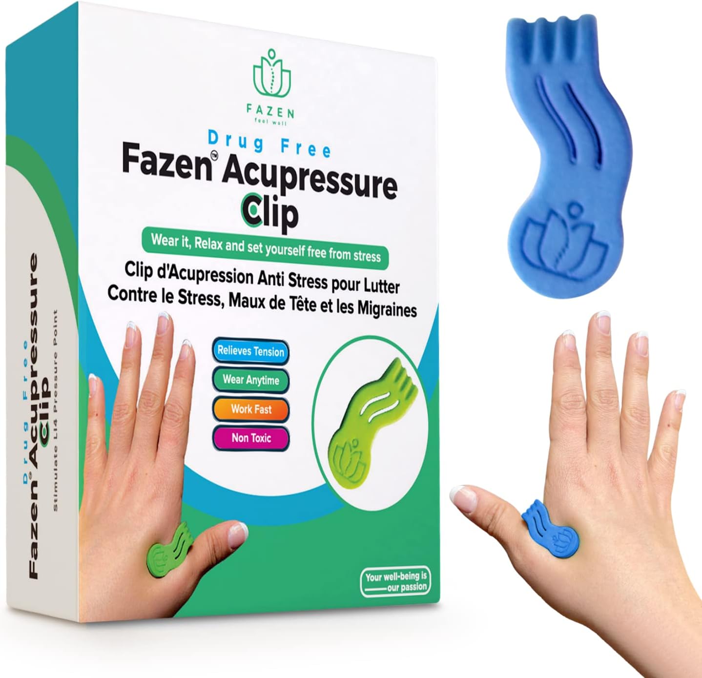 Amazon.com: Acupressure Hand Pressure Point Clip, All Natural Headache ...