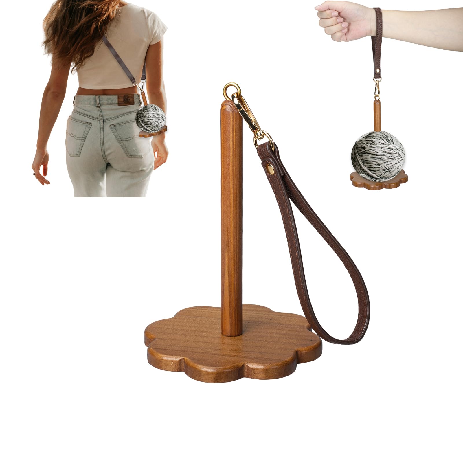 Amazon.com: MiiMoo Portable Yarn Holder - Wooden Yarn Spool Holder with ...