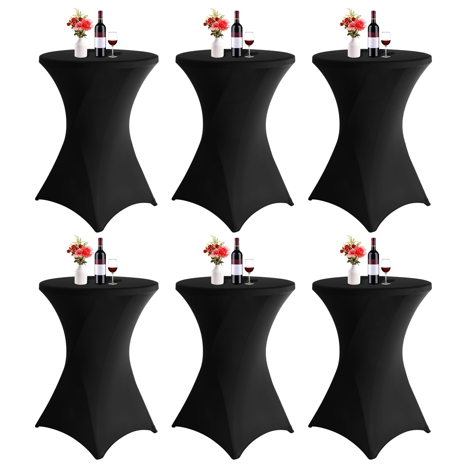 Amazon.com: 6 Pack Cocktail Spandex Stretch Square Corners Tablecloth ...