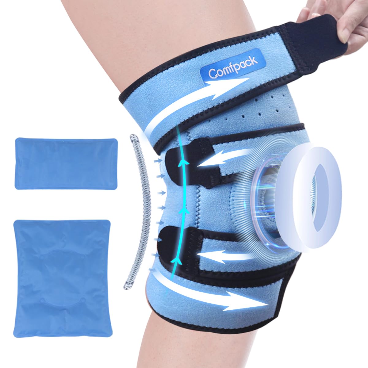 Buy Ice Pack for Knee Injuries, 2 Gel Packs Wrap Around Entire Knee ...