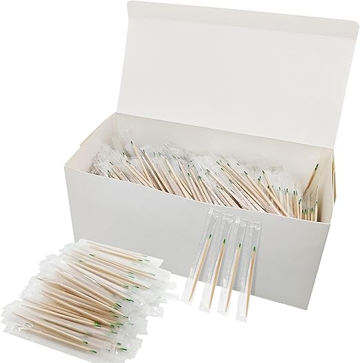 Amazon.com | 1000 Pcs Wooden Mint Flavored Toothpicks Individually ...