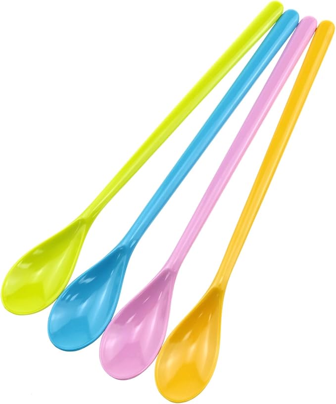 Amazon.com: VAKTOK 4PCS Colorful Plastic Long Coffee Spoons Creative ...