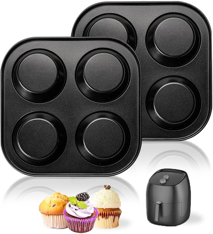Amazon.com: QUDUME Muffin Pan 4 Cup, 2 Pcs Cupcake Pan Non Toxic Air ...