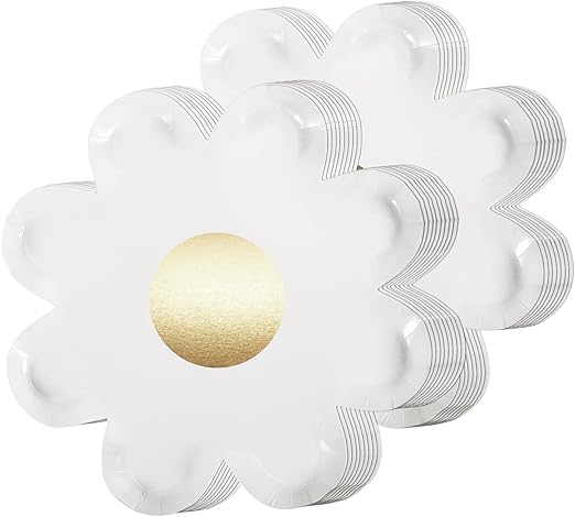 PEUTIER 7'' 50pcs Daisy Paper Plates, Cute Flower Plates Sunflower Boho ...