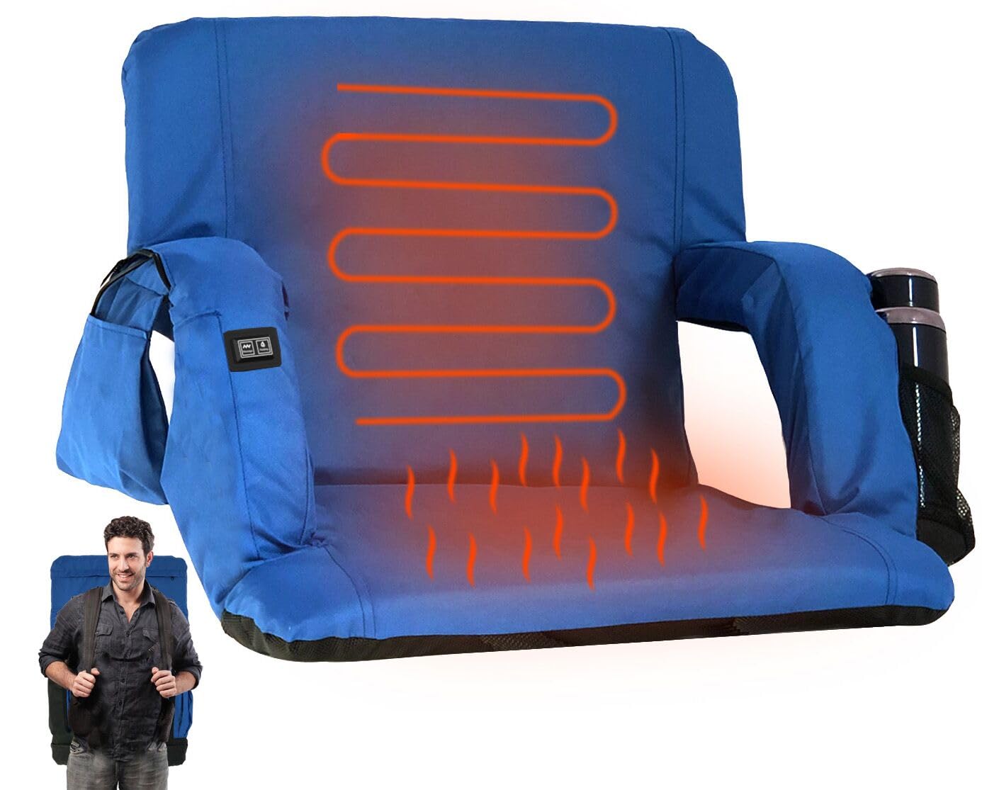 Buy Double Heated Portable Reclining Bleachers Back Chair, Stadium ...