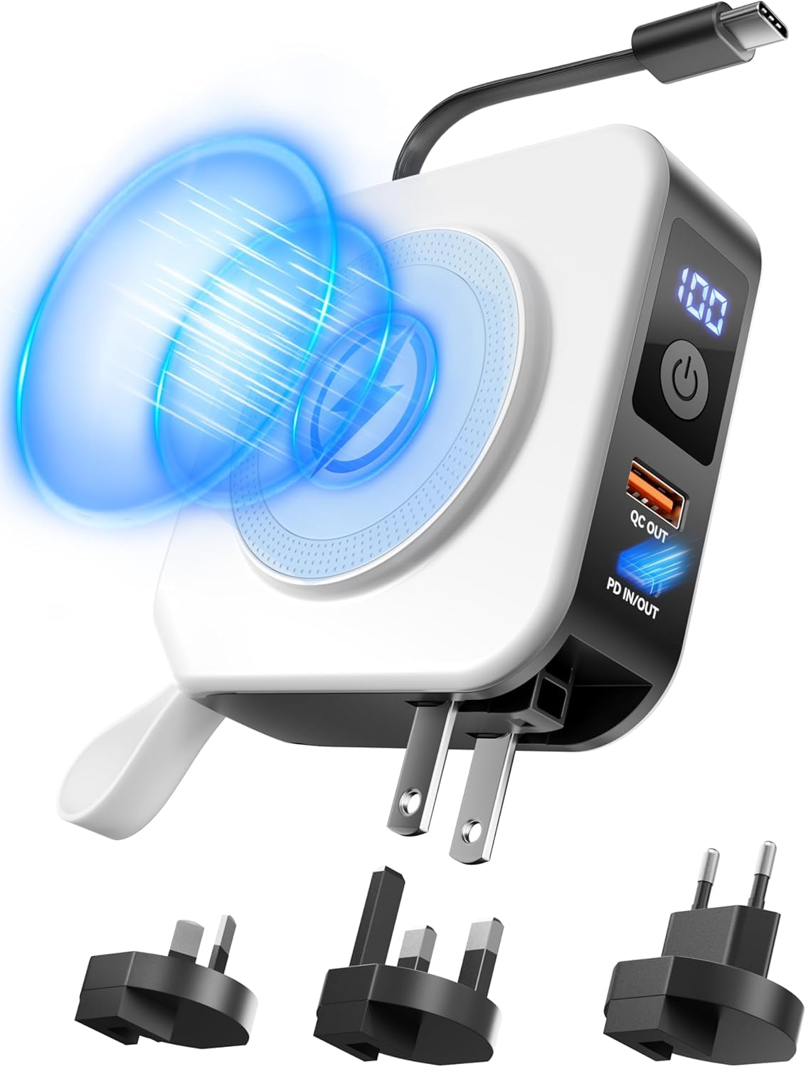 mosiller Wireless Power Bank - 10000mAh Powerbank Built-in Cable,20W ...