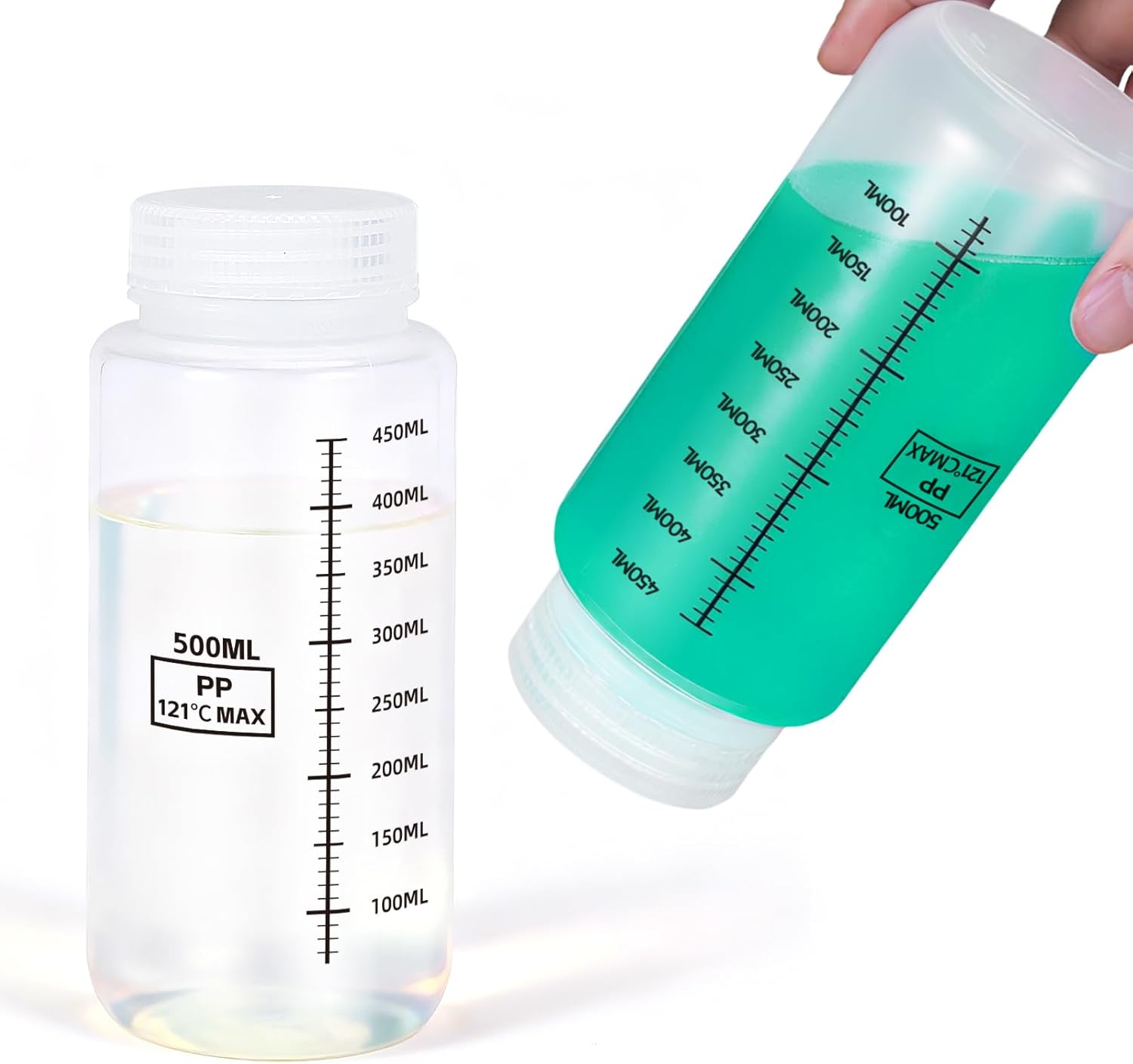 ASEVAT Wide Mouth Plastic Bottles Reagent Bottle, Scaled Pill Bottle ...