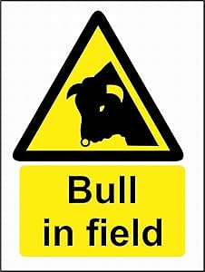 Amazon.com: Bull in Field Sign Safety Sign Danger Warning Notice Tin ...