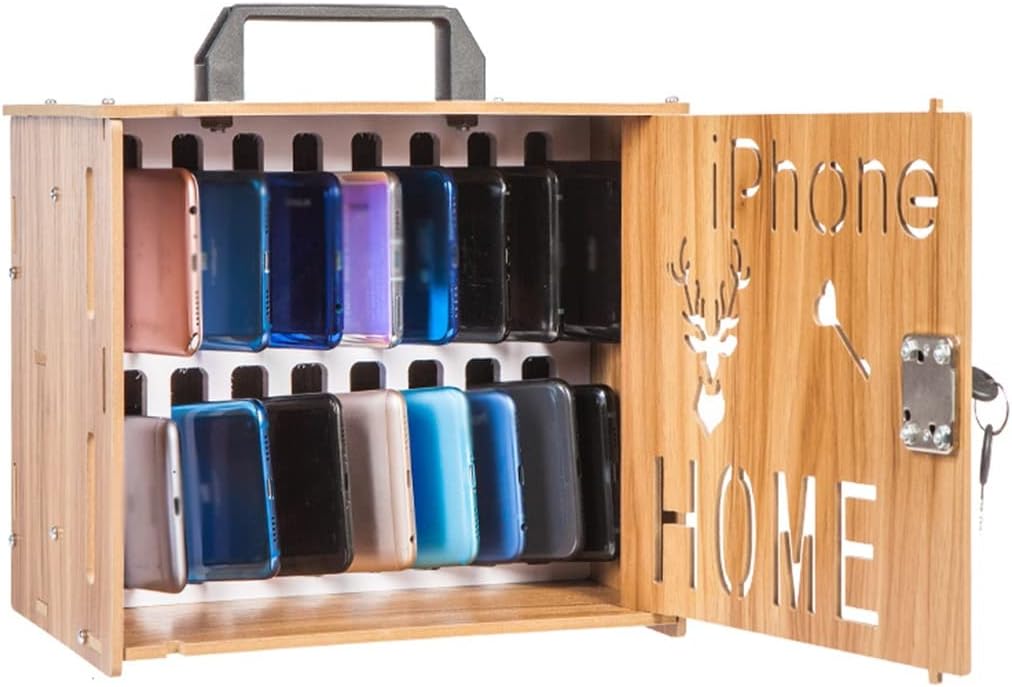 16 bit Wooden Mobile Phone Storage Box,Wall-Mounted Locker, Staff ...