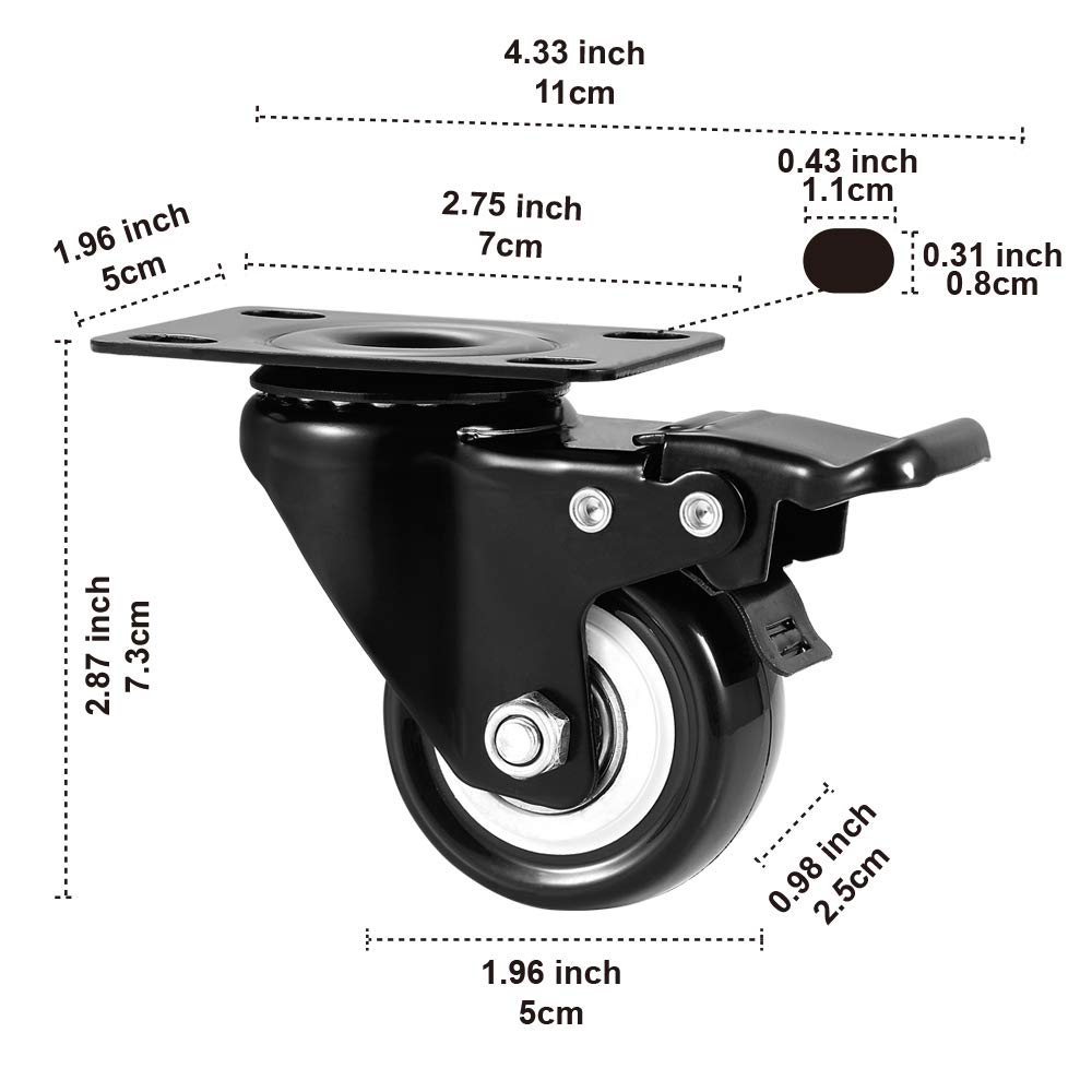 Snapklik.com : ASHGOOB 2" Caster Wheels Set Of 8, Heavy Duty Casters