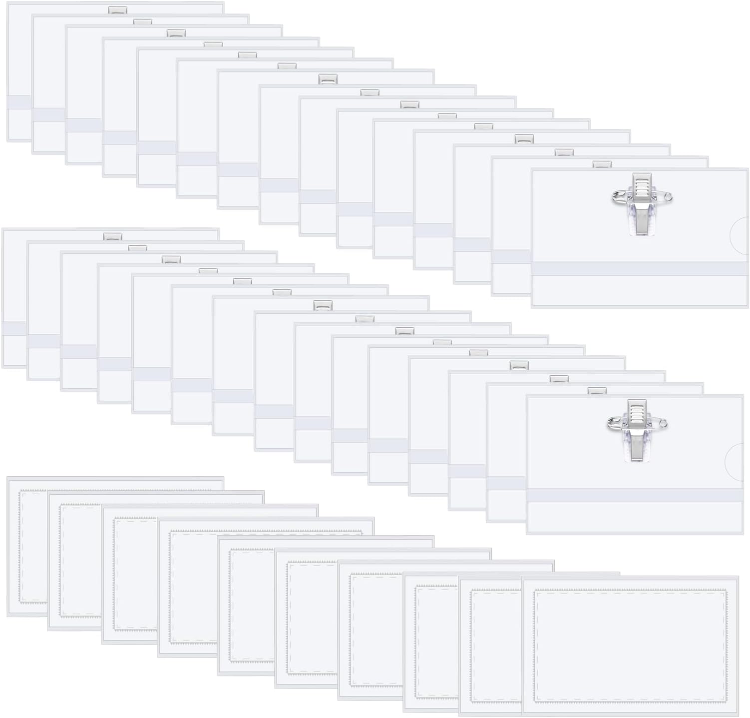 40pcs Name Badges, Clear Name Badges with Clip and Safety Pin, Plastic ...