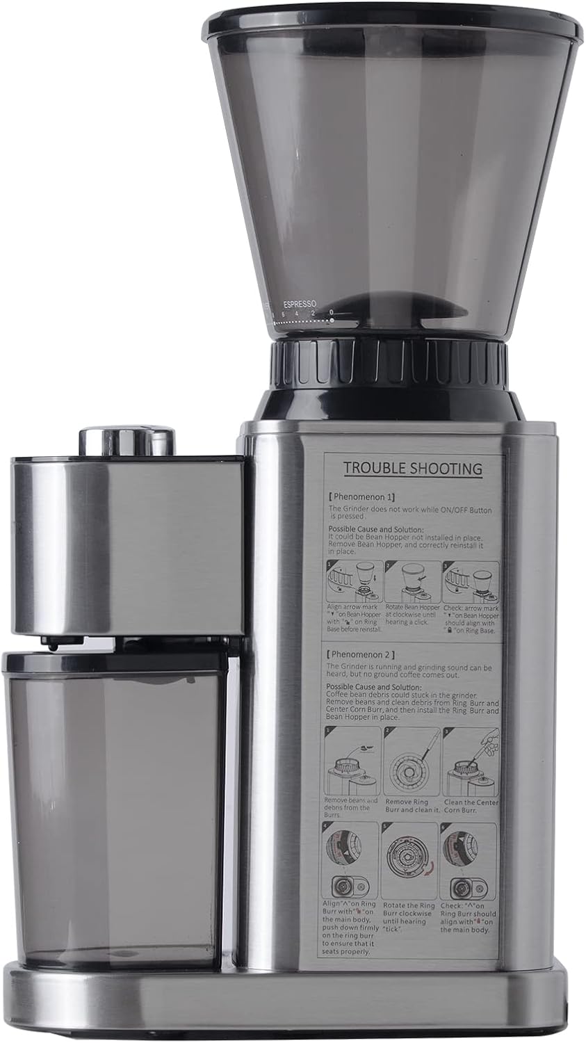 Amazon.com: Aromaster Conical Coffee Grinder, Stainless Steel Coffee Bean Grinder, Espresso/Drip ...