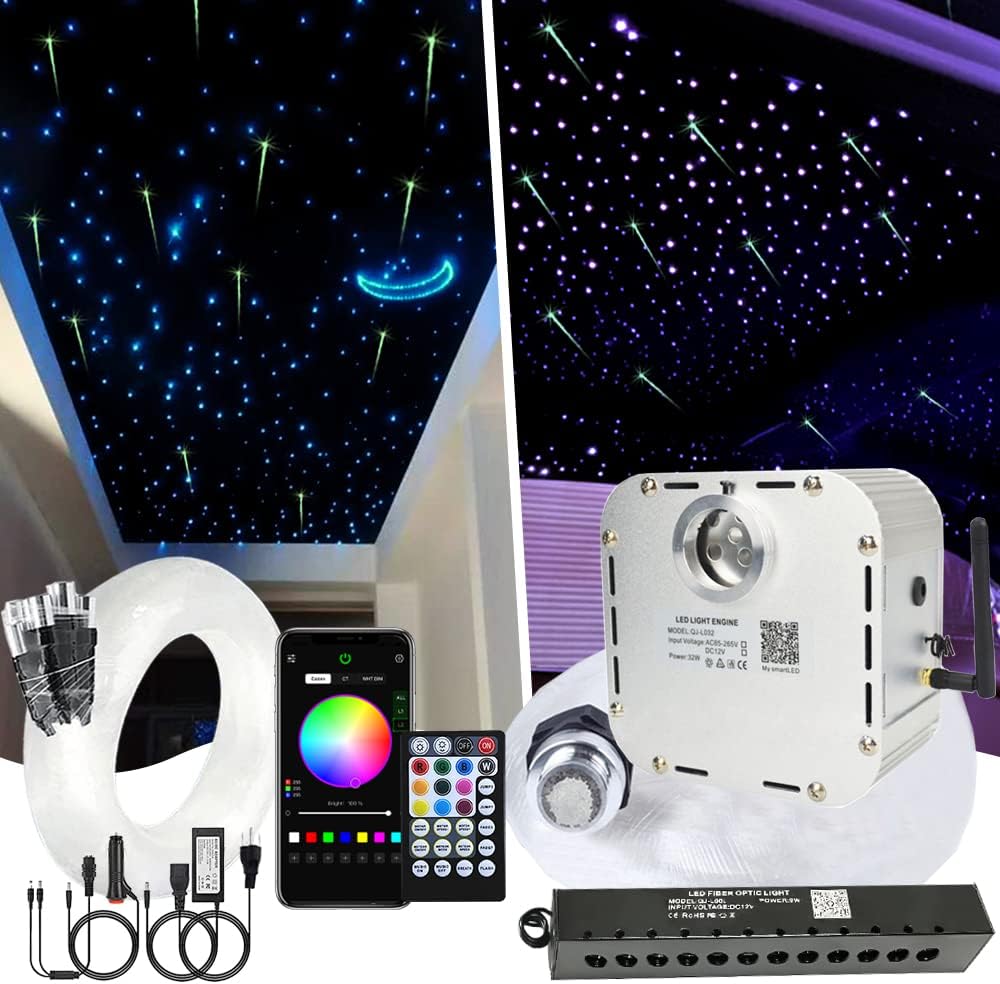 32W Twinkle+Colour Meteor Starlight Headliner Kit, 1000pcs 0.03in 16 ...