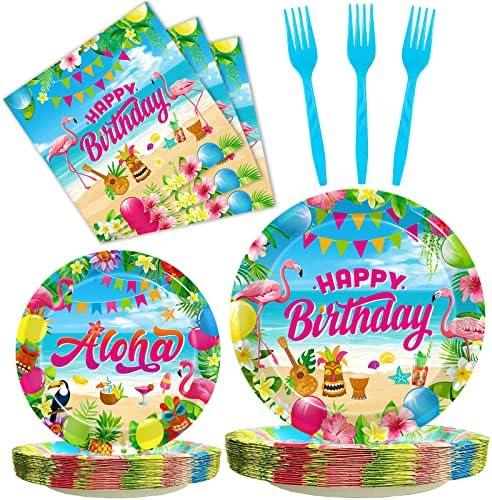 Amazon.com: 240 Pcs Luau Party Plates Hawaiian Aloha Birthday Party ...