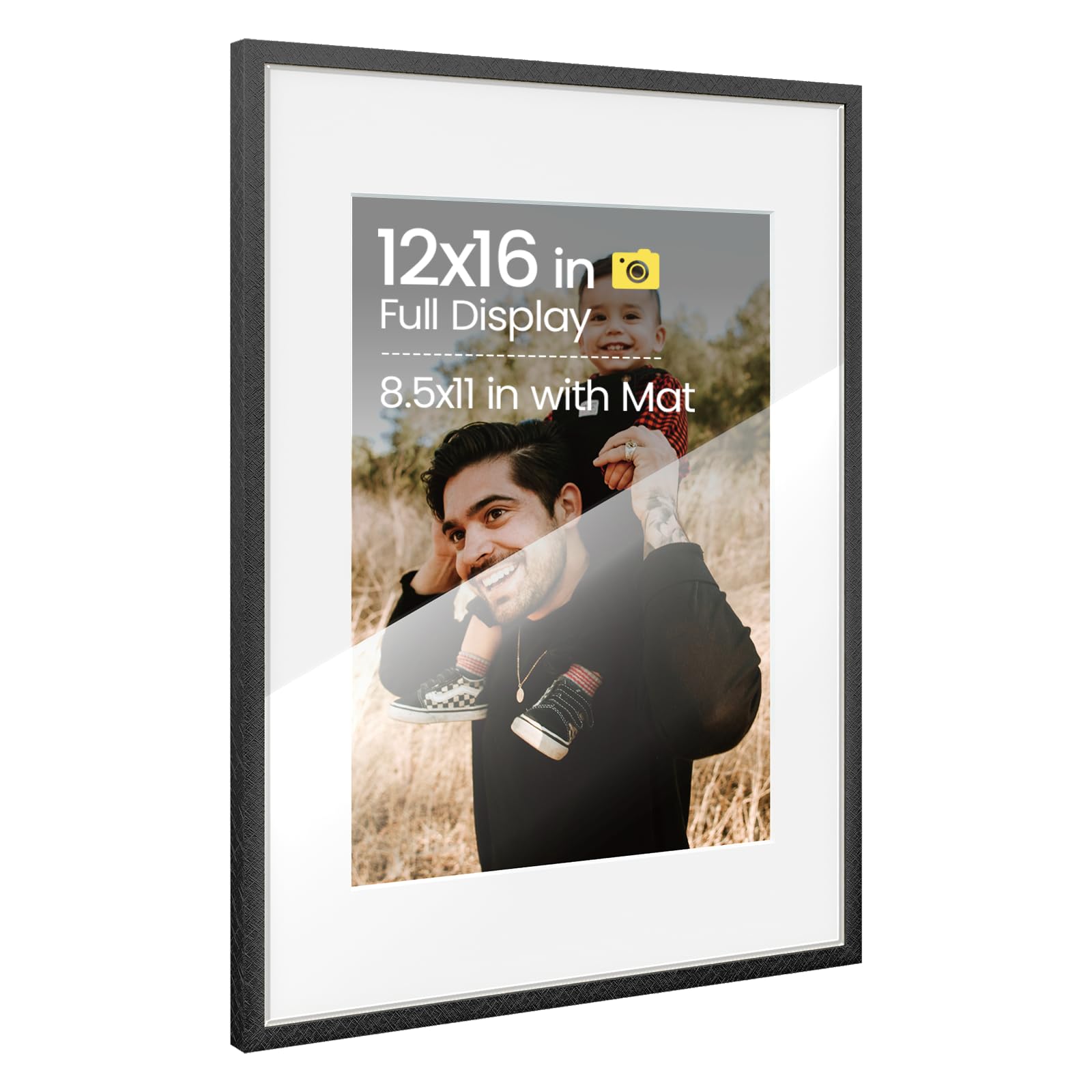 Aluminum Metal 12x16 Picture Frames with Mat to Display 8.5x11 Picture ...